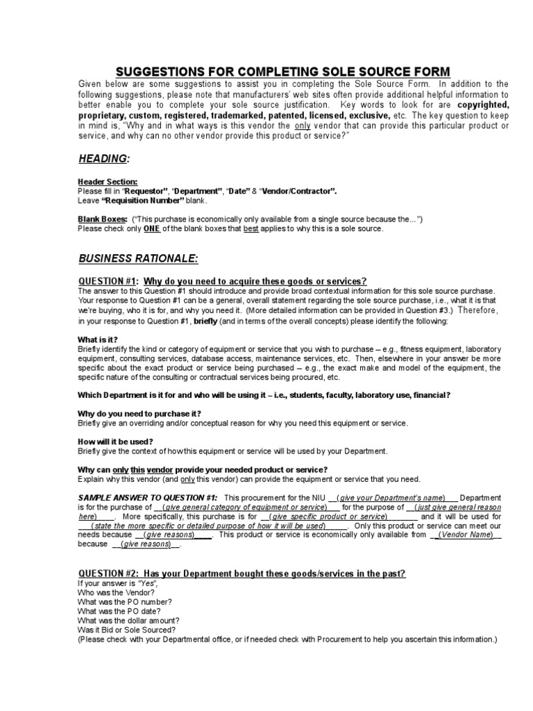 Sole Source Justification Suggestions | PDF | Proprietary Software | Procurement