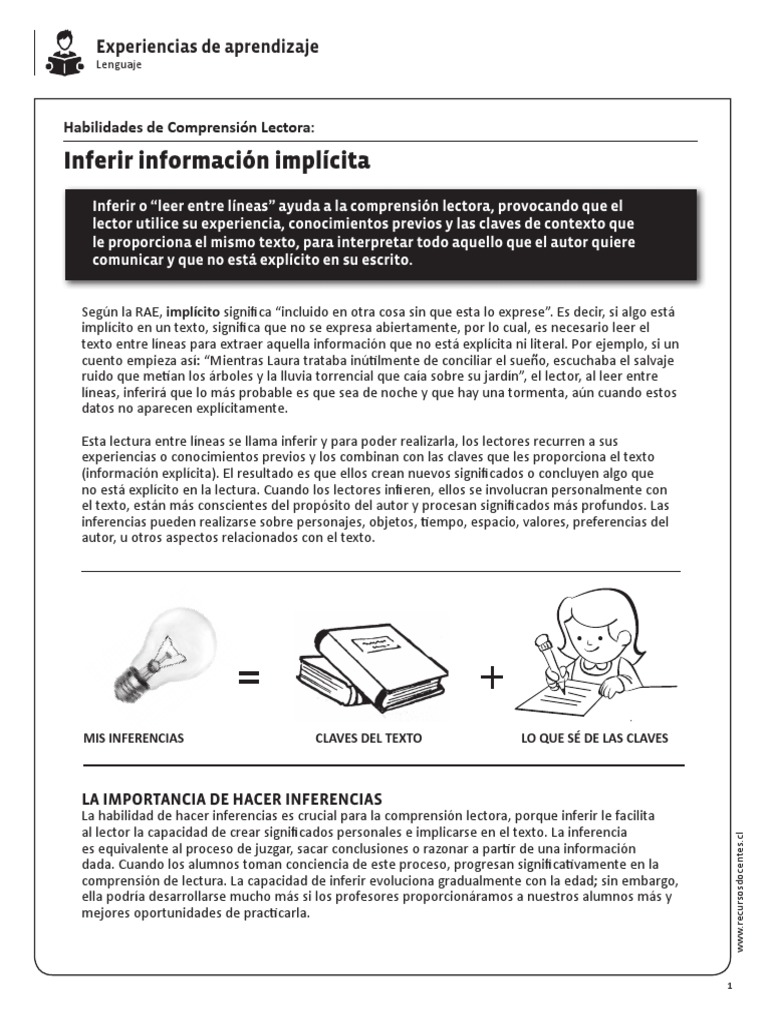Inferir Cuarto | PDF | Comprensión lectora | Inferencia