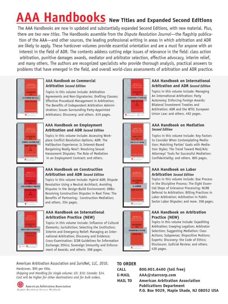 AAA Handbook Ad | PDF | Alternative Dispute Resolution | Mediation