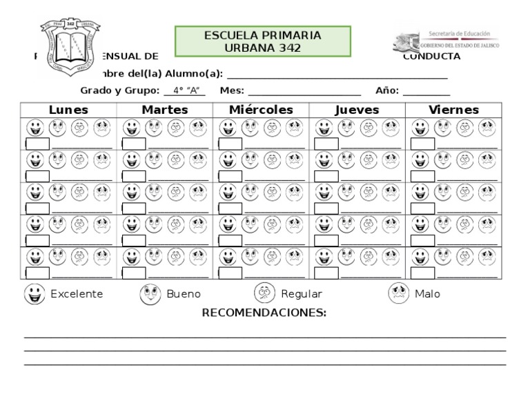 Registro Mensual de Conducta | PDF