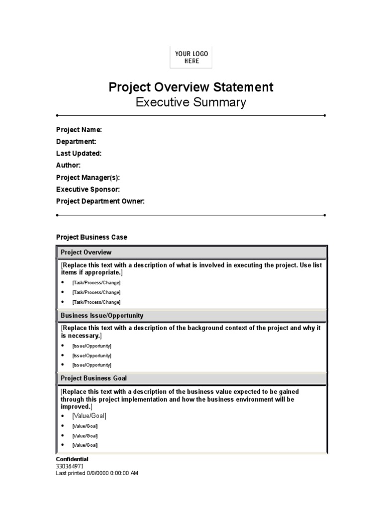 Project Overview Statement: Executive Summary