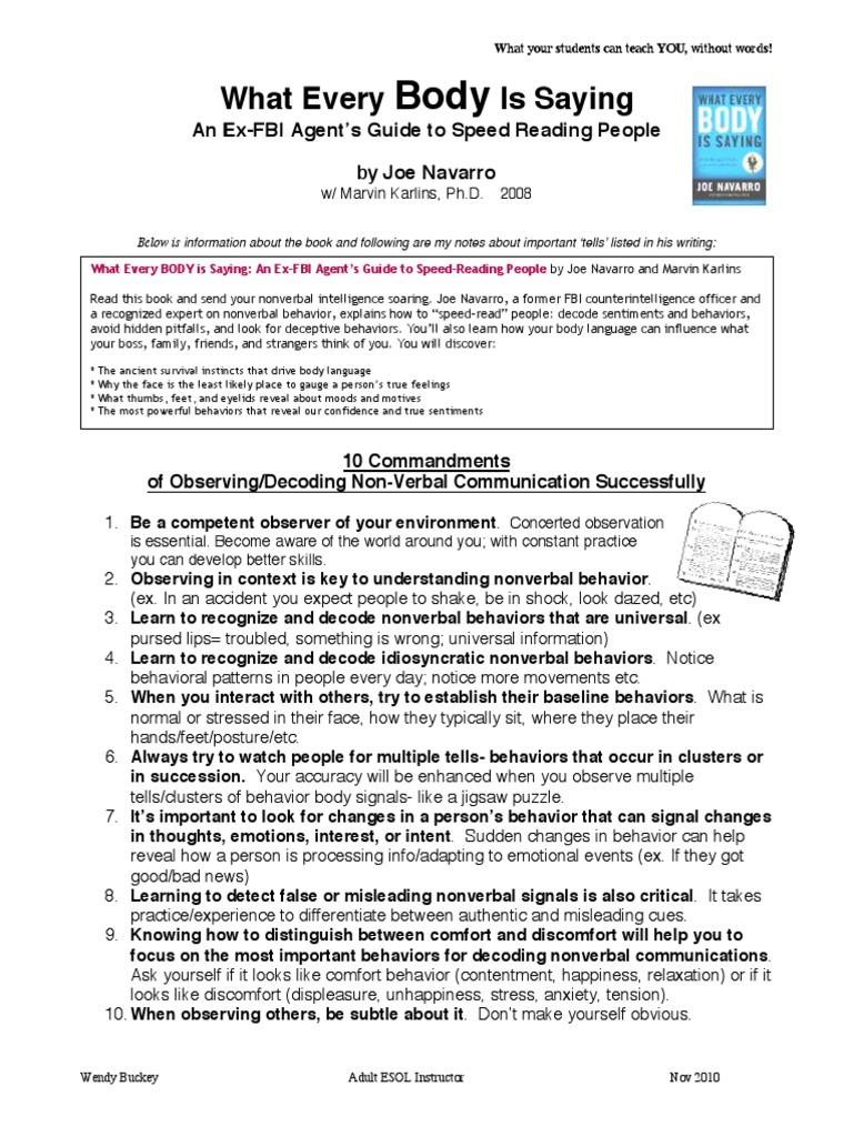 What Every Body is Saying - An Ex-FBI Agent’s Guide to Speed Reading ...