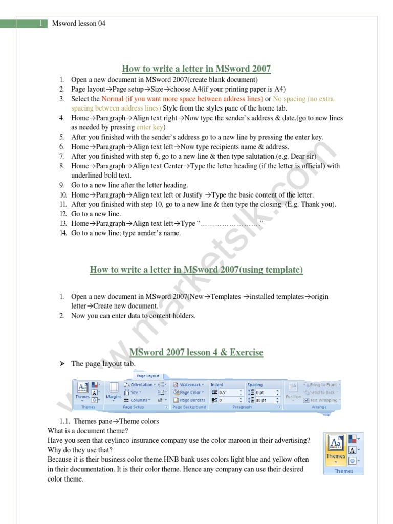 MS Word Lesson 4 (How To Write A Letter.) | PDF | Typefaces | Writing