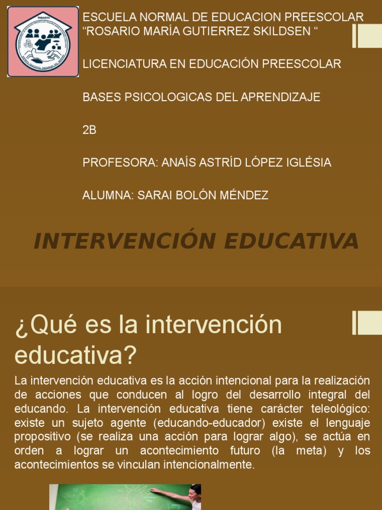 Definición de Intervención Educativa | PDF | Papel | Conocimiento