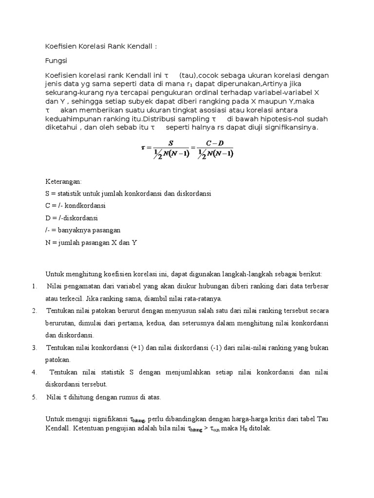 Koefisien Korelasi Rank Kendall | PDF