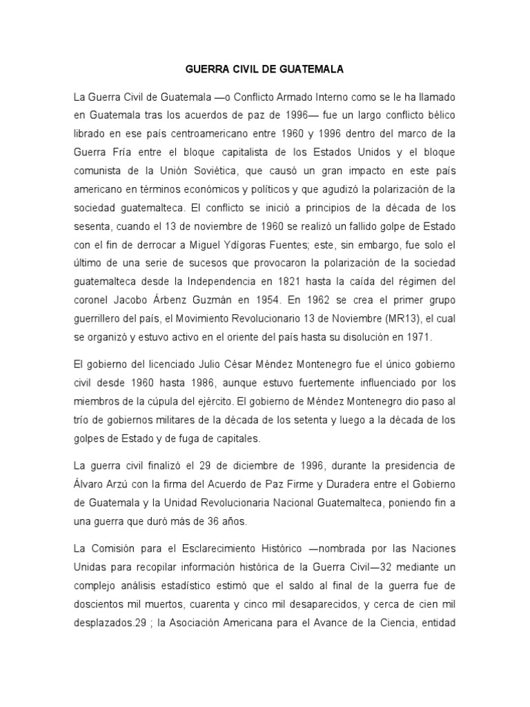 Guerra Civil de Guatemala | PDF | Guatemala | Relaciones internacionales