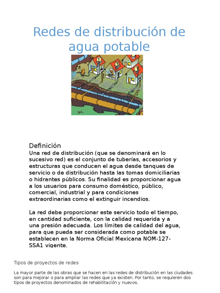 Redes de Distribución de Agua Potable | PDF | Bomba | Agua