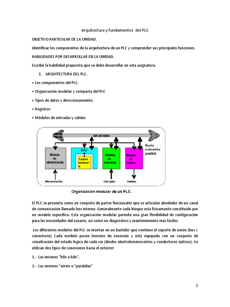 Arquitectura y Fundamentos Del PLC | PDF | Controlador lógico ...