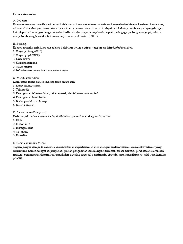 Edema Anasarka: Penyebab dan Gejala | PDF | Pengembangan Diri ...