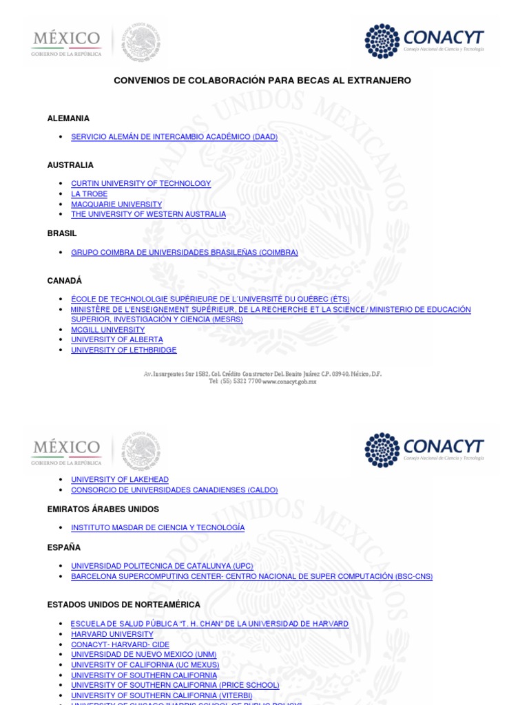 Listado de Convenios de Colaboracion | PDF | Universidad de California ...