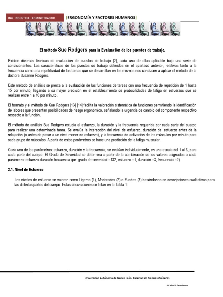 Método Sue Rodgers en Evaluación Ergonómica | PDF | Factores humanos y ...