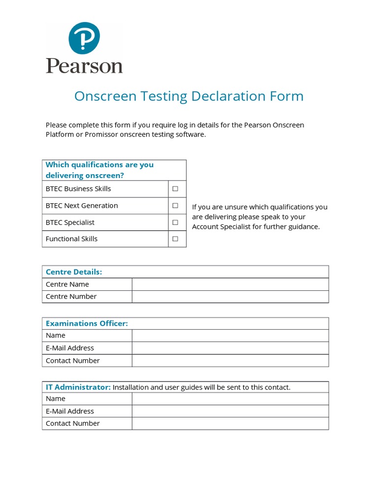 Online Testing Declaration Form | PDF