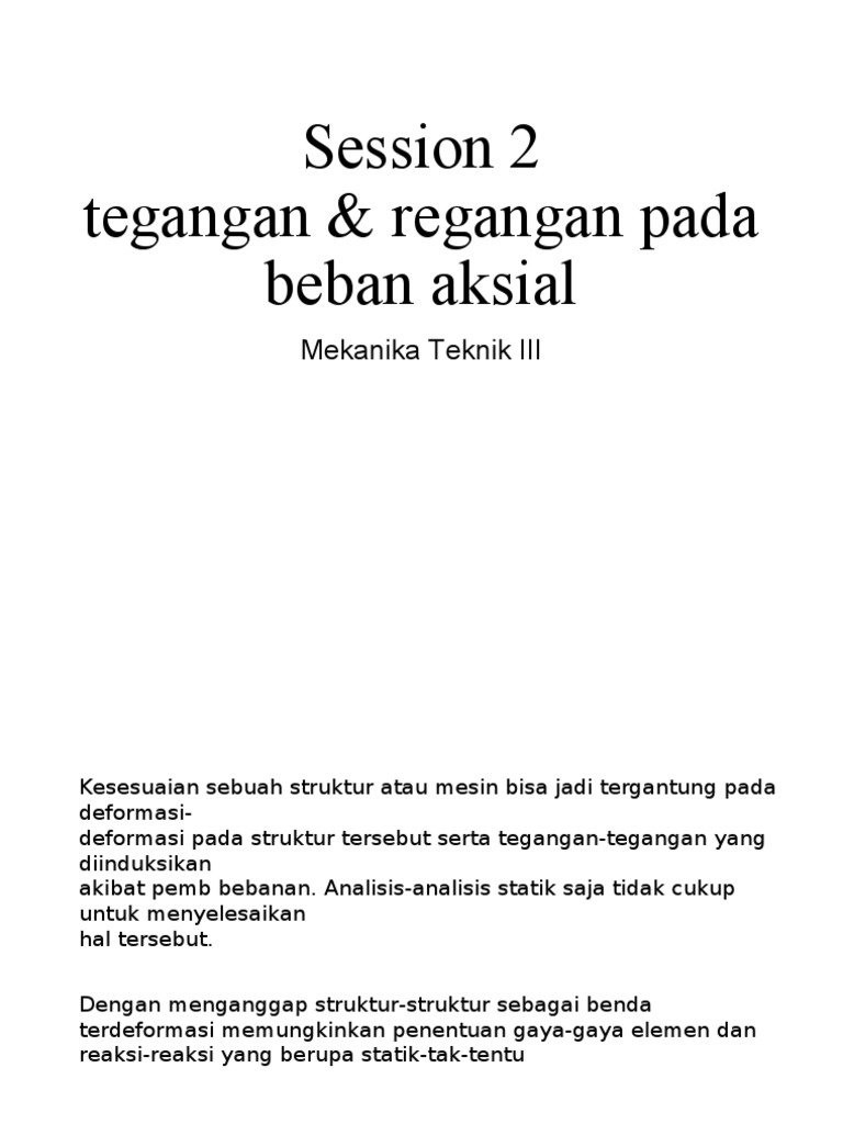 002 Tegangan Dan Regangan Pada Beban Aksial | PDF