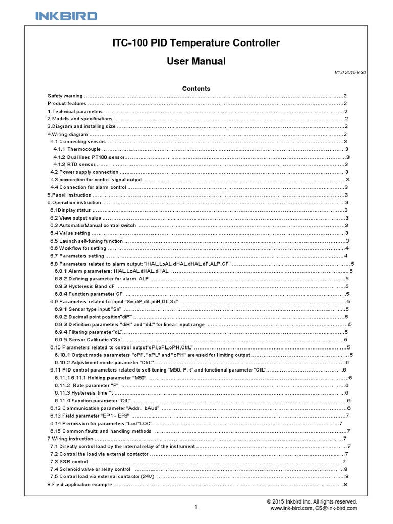 ITC-100 - Manual - V1.0 - 6.30 | PDF | Relay | Power Supply