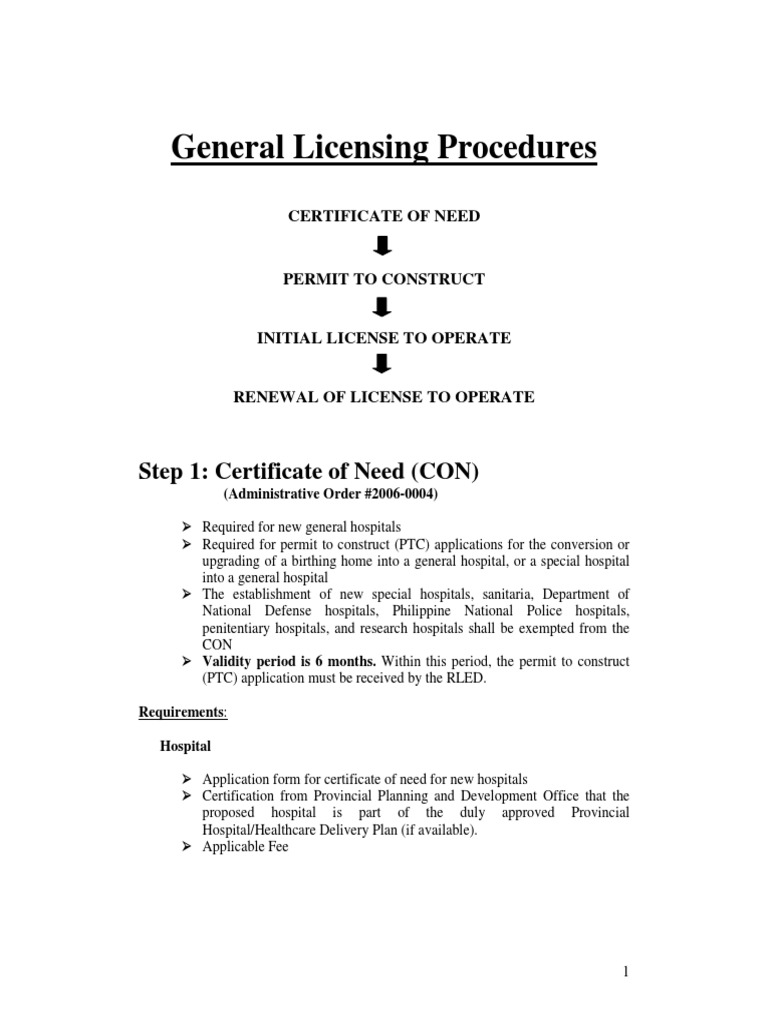 General Licensing Procedure (DOH) | PDF | Medical Laboratory | Laboratories