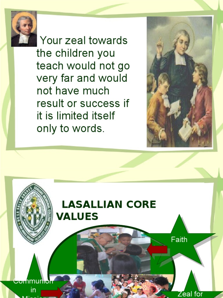 Lasallian Core Values and Mission | PDF | Faith | Compassion