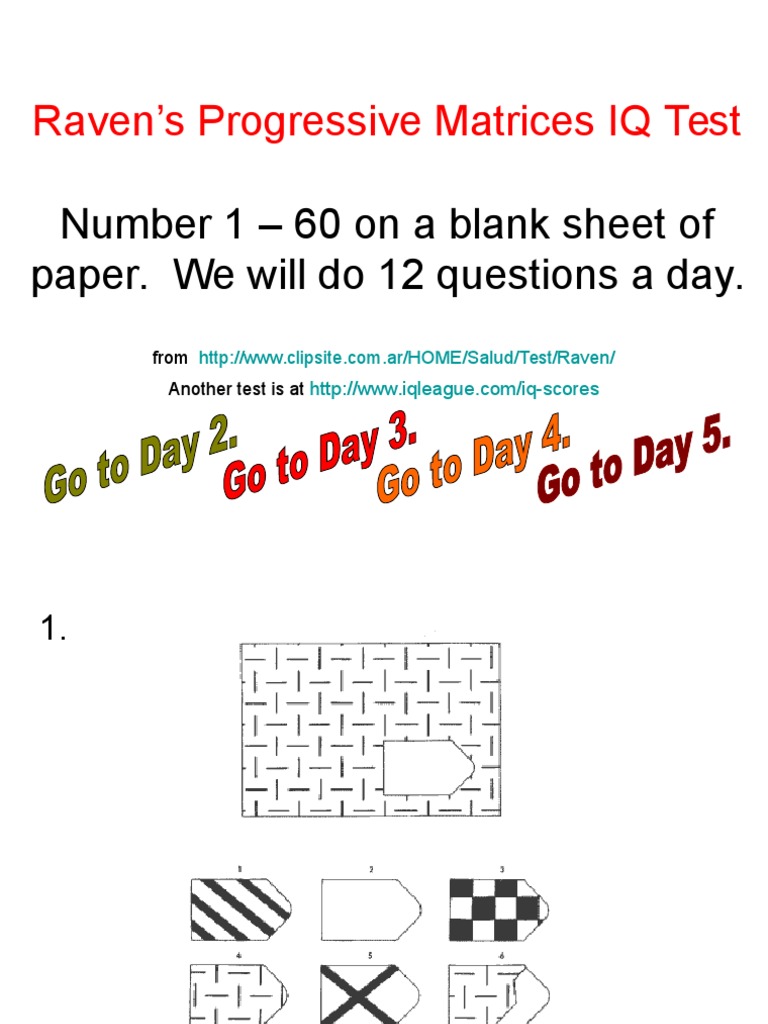 Raven's Progressive Matrices IQ Test | PDF | Games & Activities ...