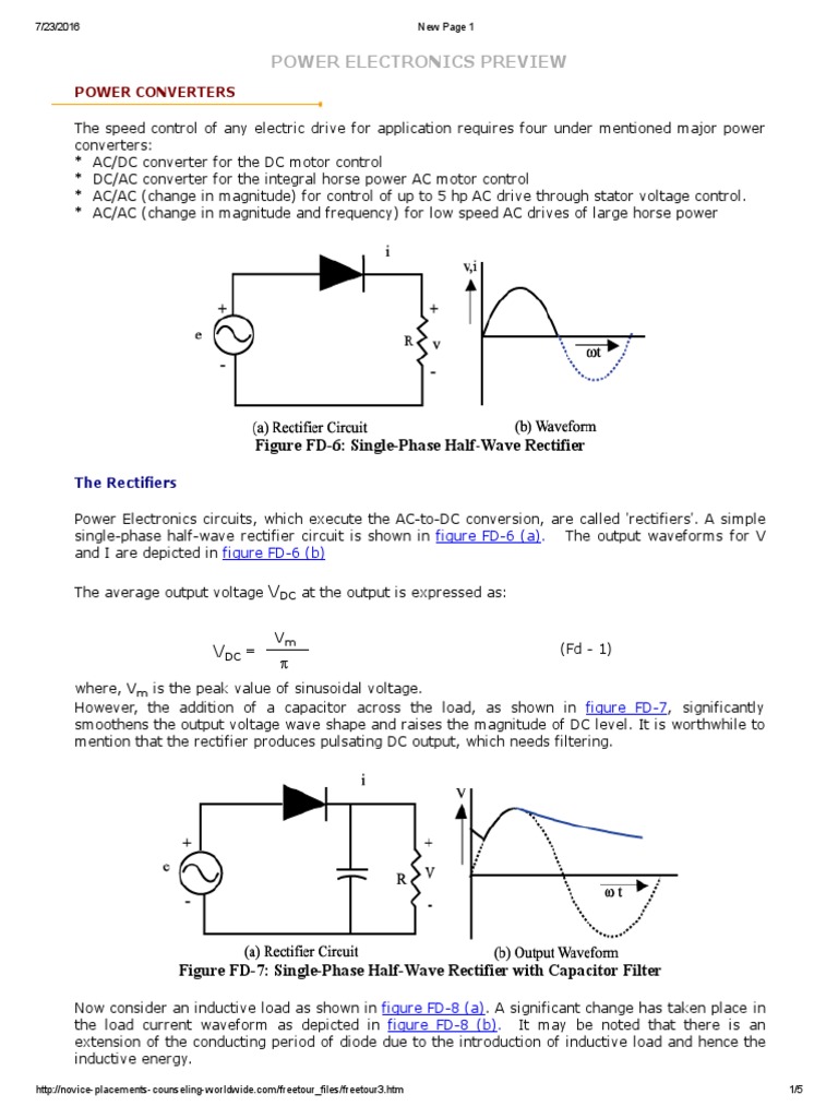 Half Wave Rectifiers With Resistive and Inductive Load | PDF | Rectifier | Power Electronics