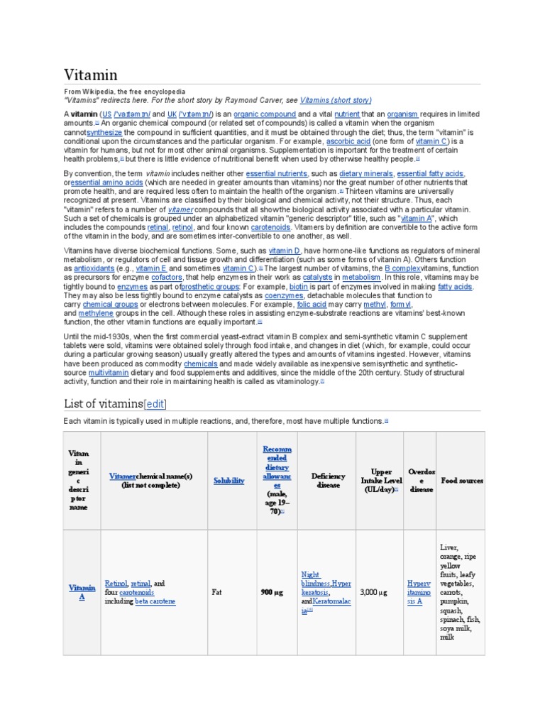 Vitamins and Minerals | PDF | Vitamin | Dietary Supplements