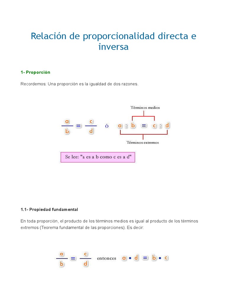 Relación de Proporcionalidad Directa e Inversa | PDF | Función ...
