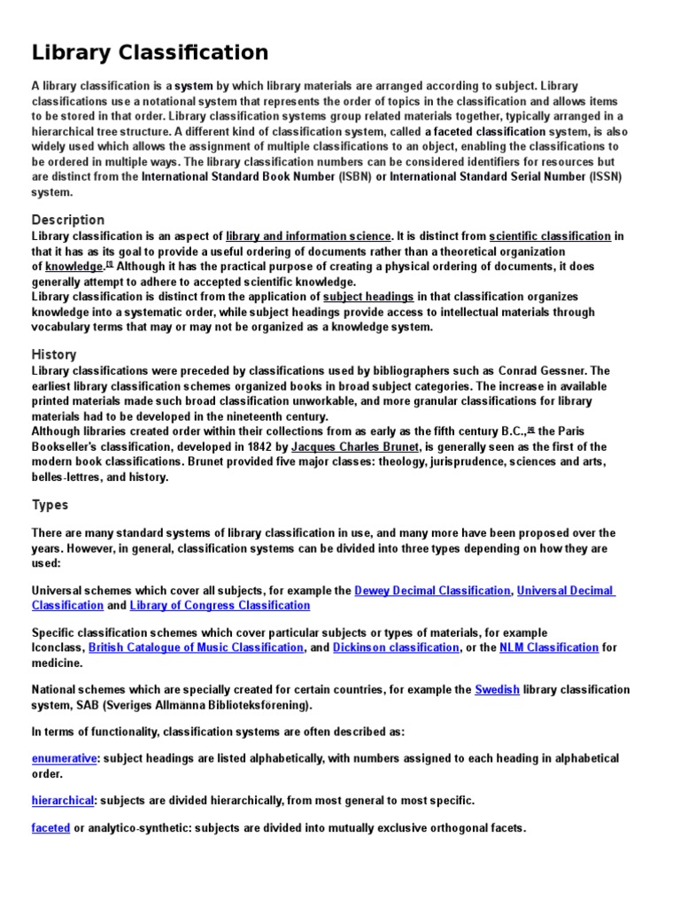 Library Classification | PDF | Reference Works | Information Science