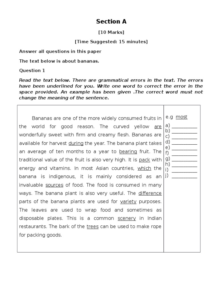 PT3 ENGLISH Trial Paper 2016 | PDF | Banana | Foods