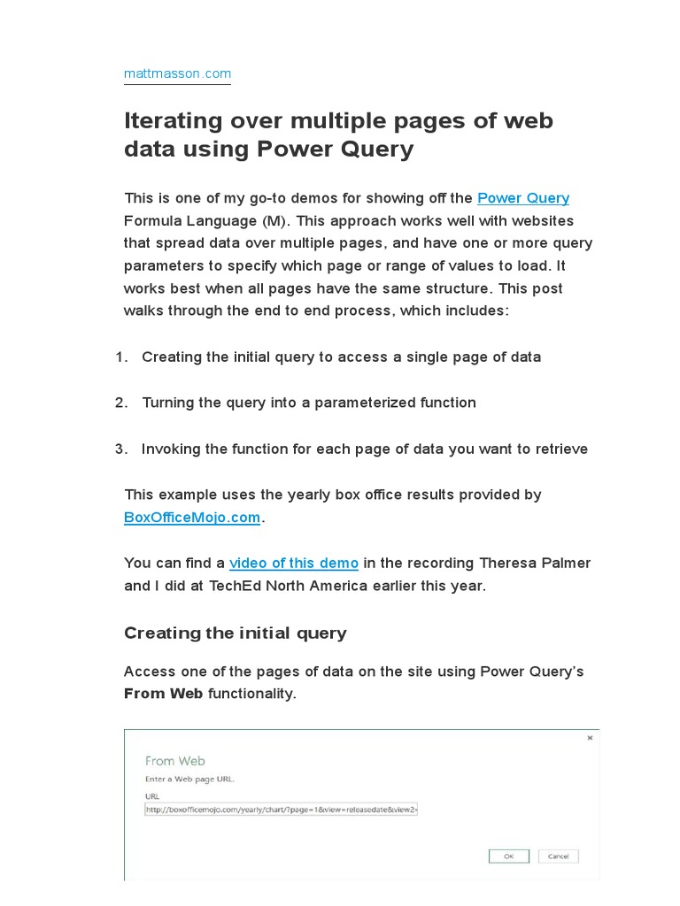 Iterating Over Multiple Pages of Web Data Using Power Query | PDF ...