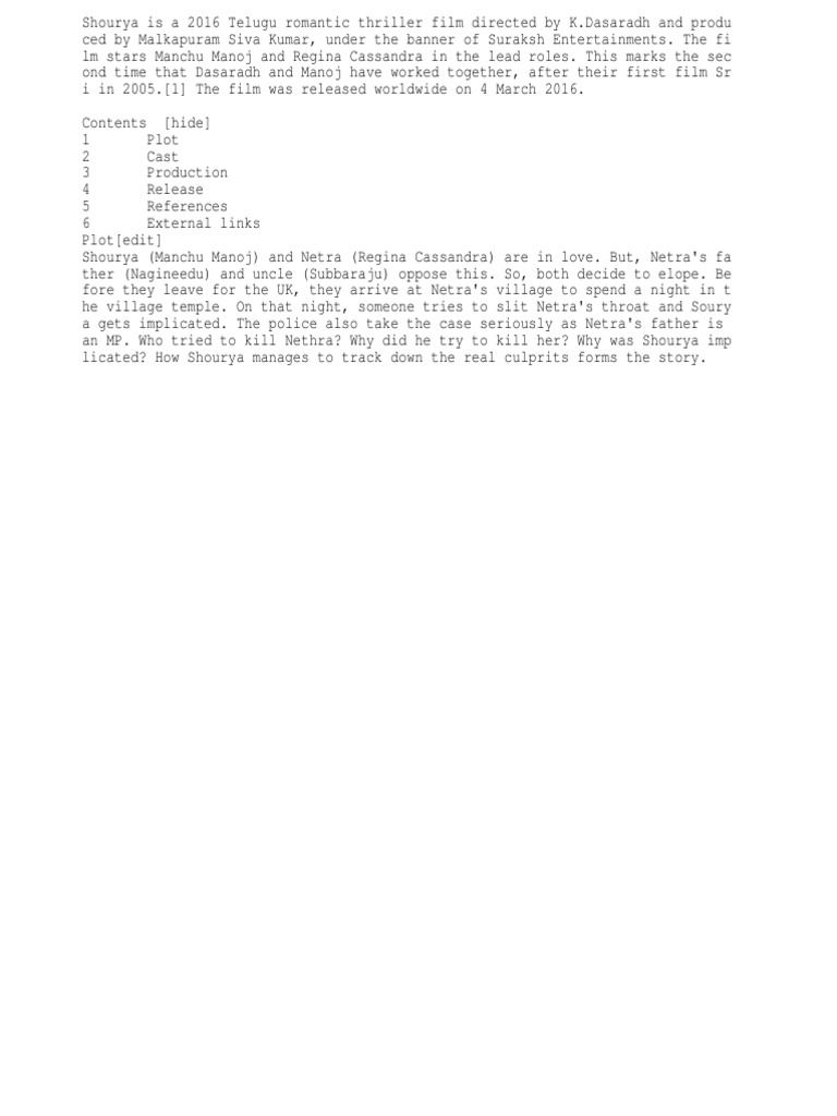 Shourya Movie | PDF | South Asian Films | Indian Films