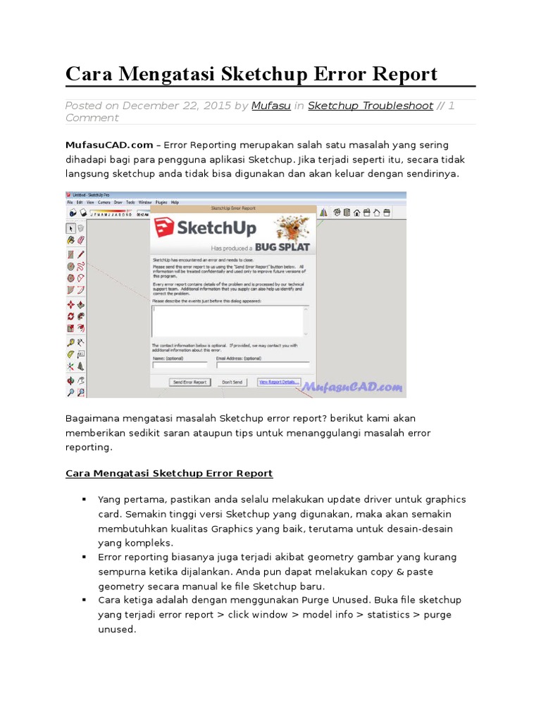 Cara Mengatasi Sketchup Error Report | PDF