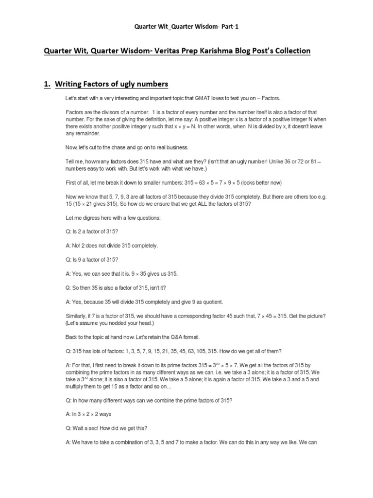 Quarter Wit Quarter Wisdom - Part1 | PDF | Interest | Fraction ...