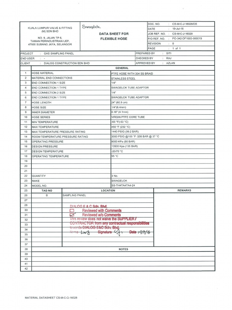 Flexible Hose Datasheet | PDF