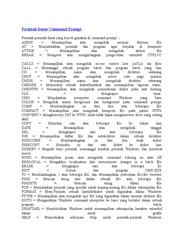 Perintah Dasar Command Prompt | PDF | Windows Registry | File Komputer