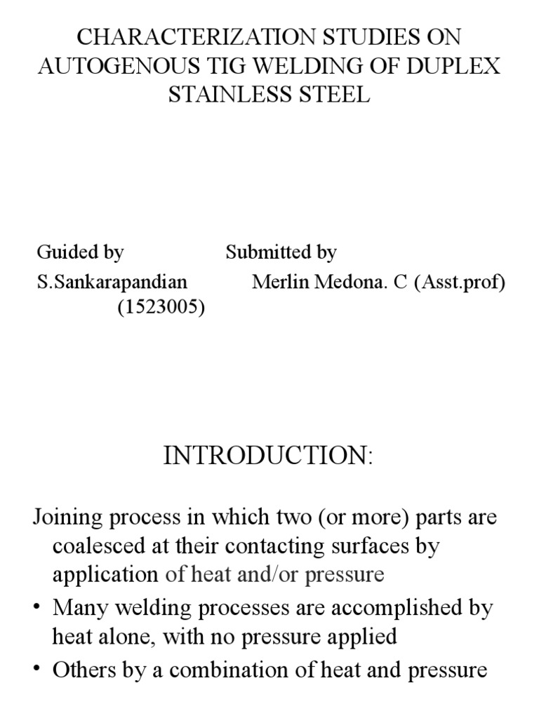 Autogenous TIG Welding of Duplex Steel | PDF | Home & Garden | Science ...