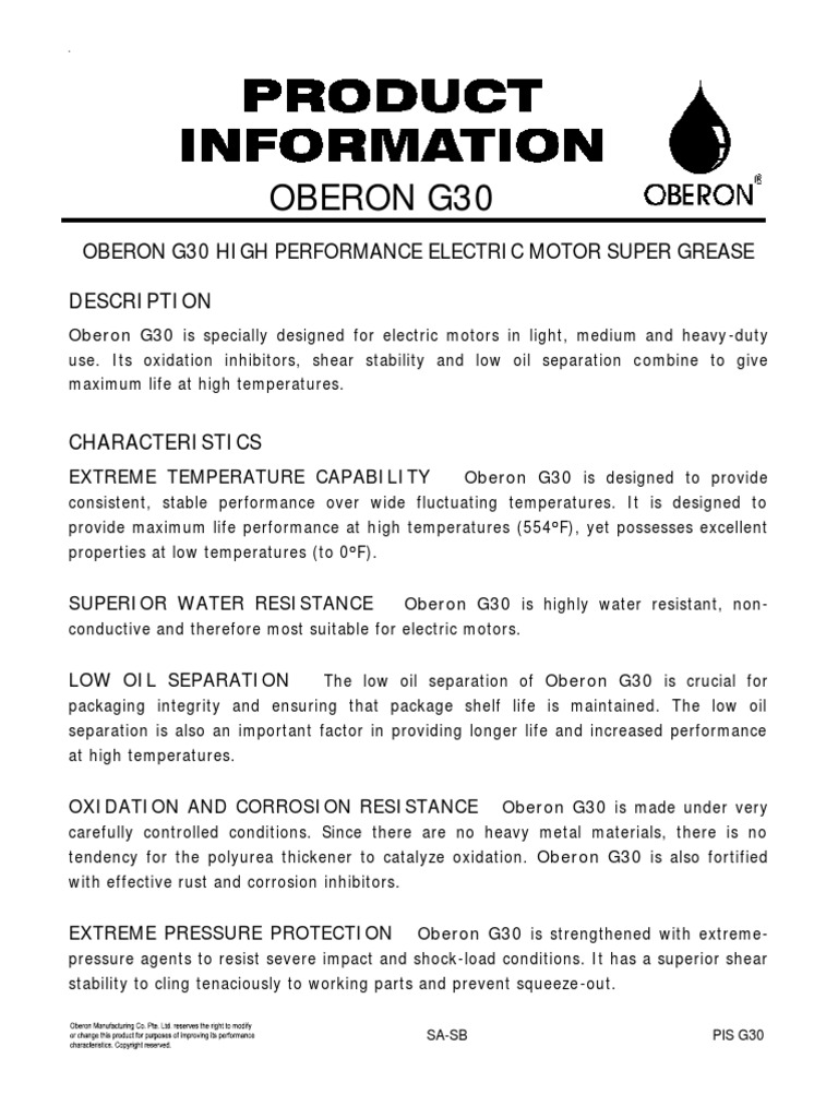 G30-Hi Speed Bearing Grease | PDF | Materials Science | Manmade Materials