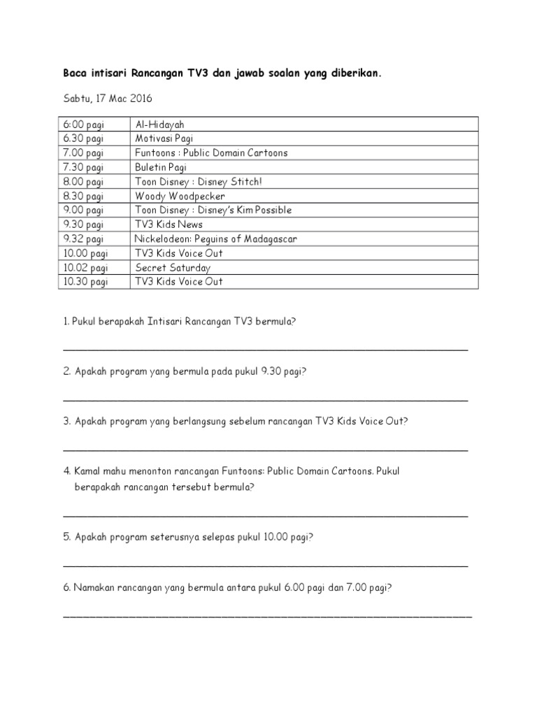 Baca Intisari Rancangan TV3 | PDF