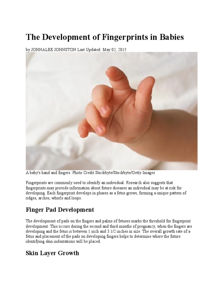Fingerprint Development in Babies | PDF