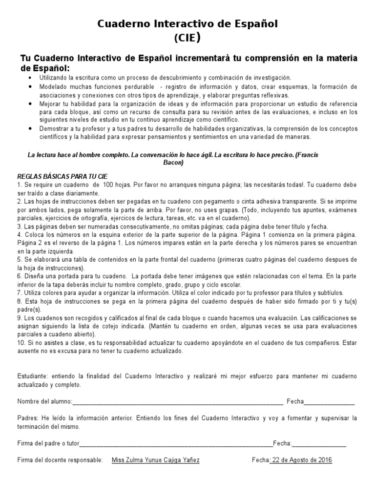 Cuaderno Interactivo de Español | PDF | Cuaderno | Lectura (proceso)