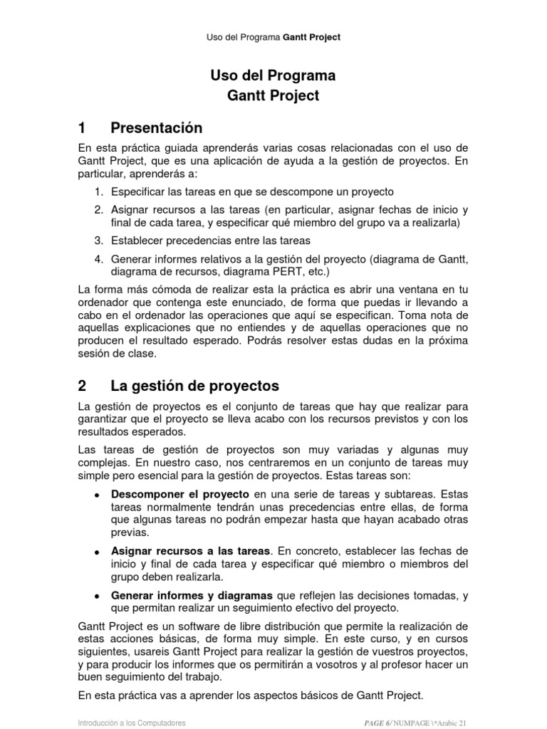 Práctica Guiada Sobre Gantt Project | PDF | Programa de computadora | Programación
