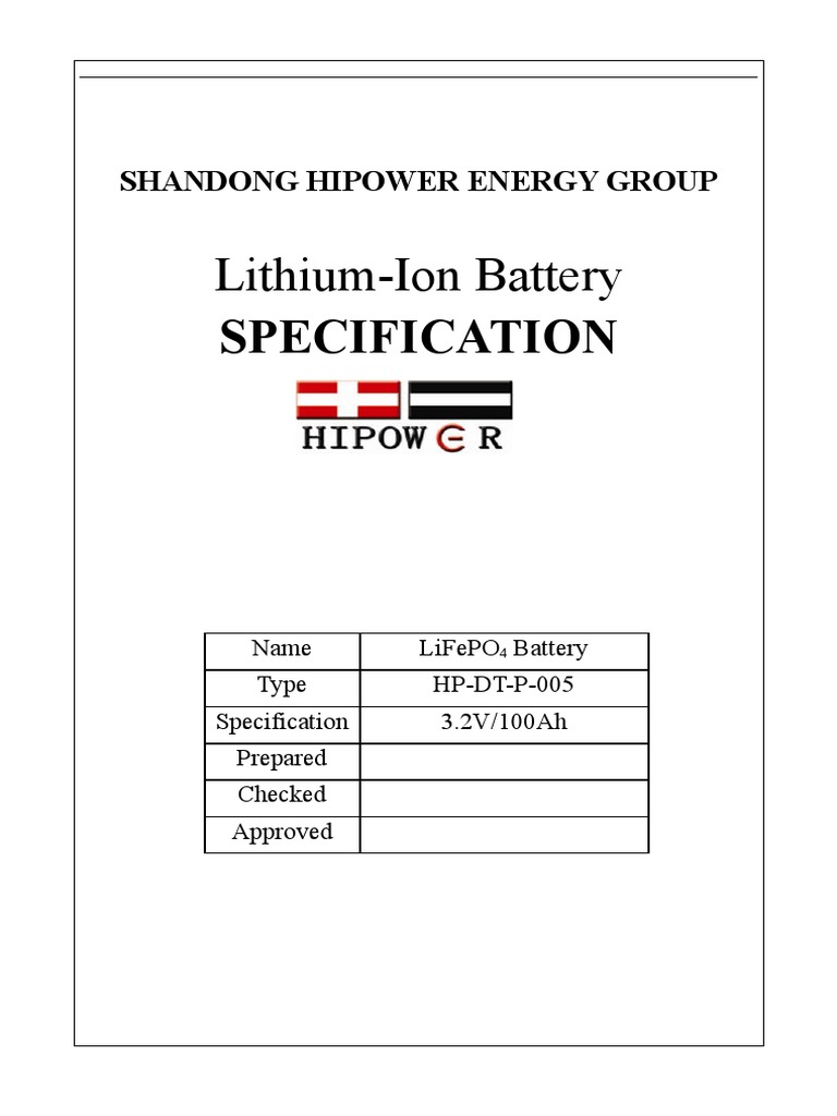 HiPowerSpec - 100AH High Power Cell | PDF | Battery (Electricity ...