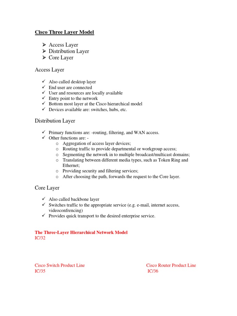 Cisco Three Layer Model | PDF