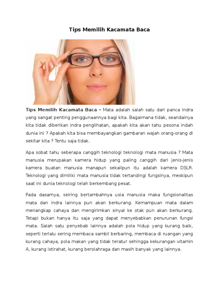 Tips Memilih Kacamata Baca | PDF | Pengembangan Diri