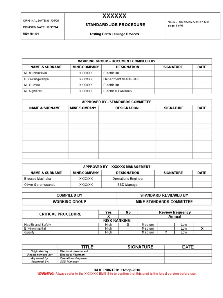 Testing Earth Leakage Devices | PDF | Personal Protective Equipment ...