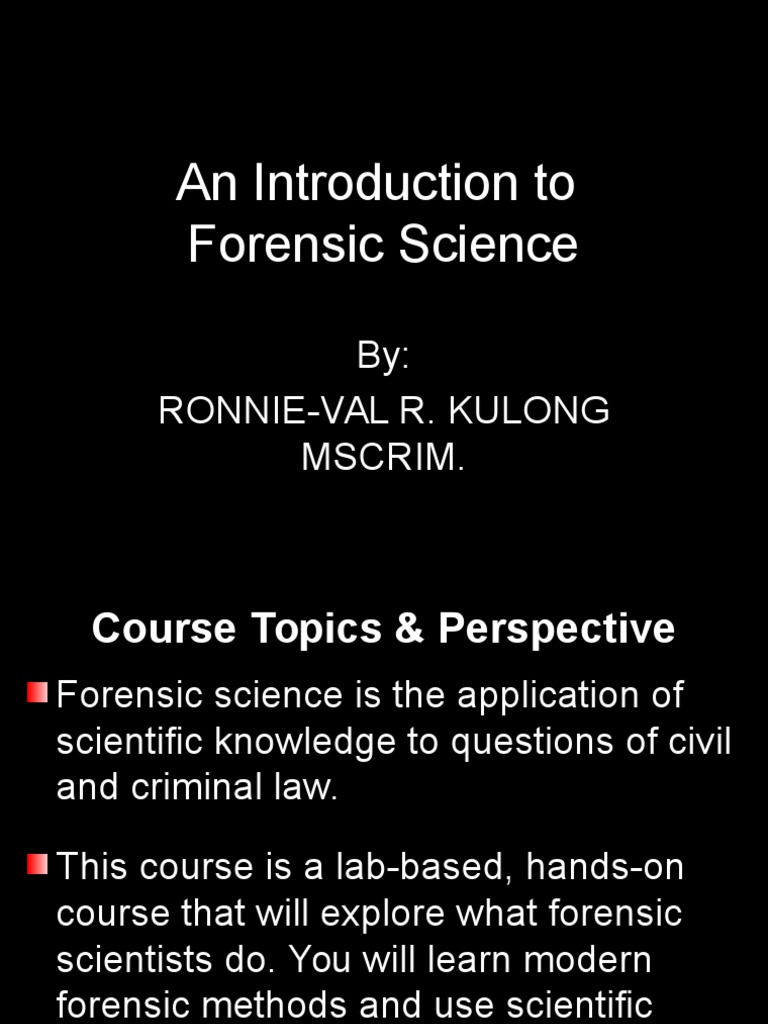 Forencic Science - Introduction Part I B | PDF | Forensic Science ...