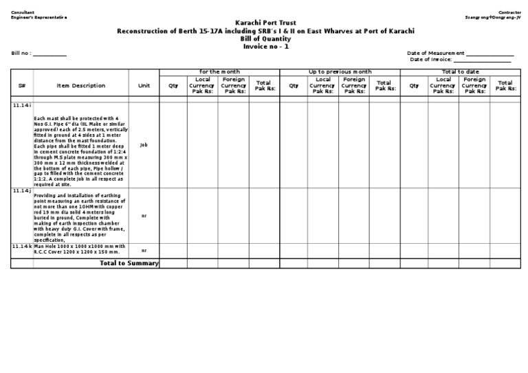 Sample BOQ Form | PDF
