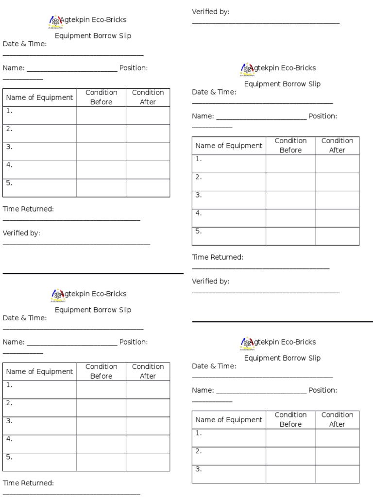 Equipment Borrow Form | PDF