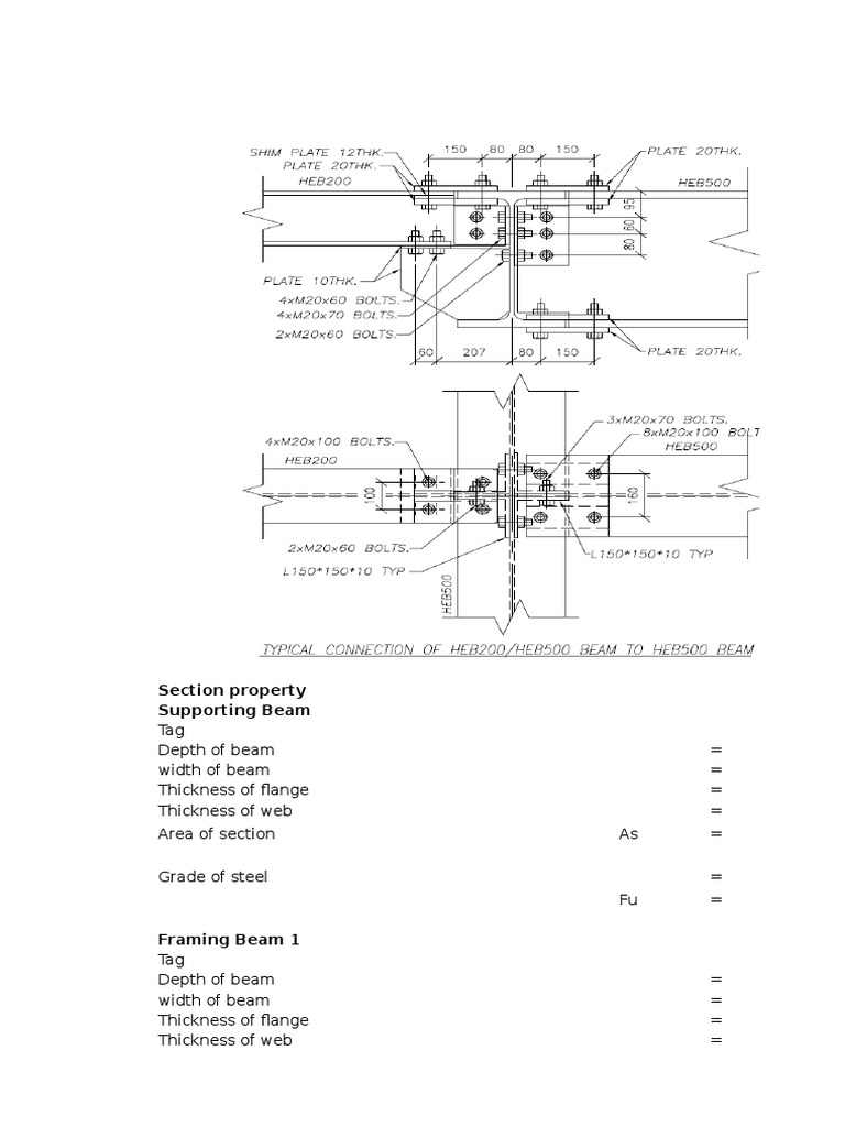 HEB200+HEB500 to HEB500 beam web | Beam (Structure) | Screw