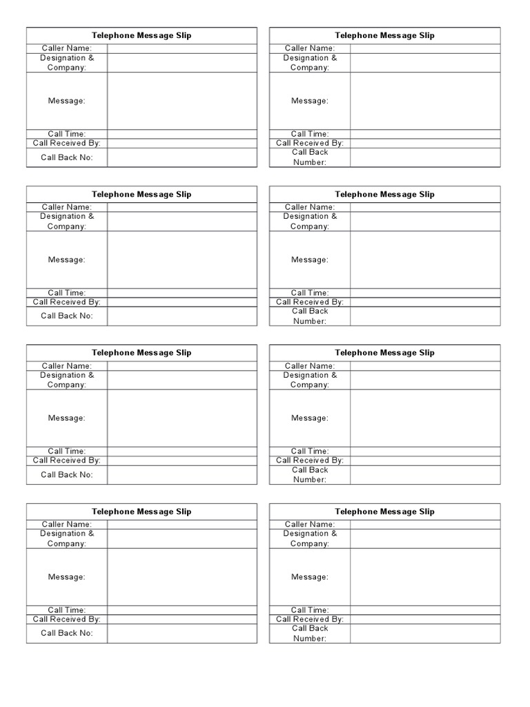 Telephone Message Slip Telephone Message Slip | PDF