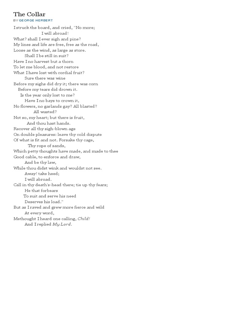 The Collar by George Herbert - Poetry Foundation | PDF | Poems ...