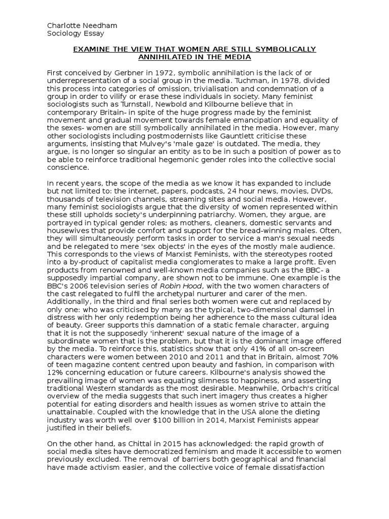 Symbolic Annihilation of Women | PDF | Feminism | Gender Studies