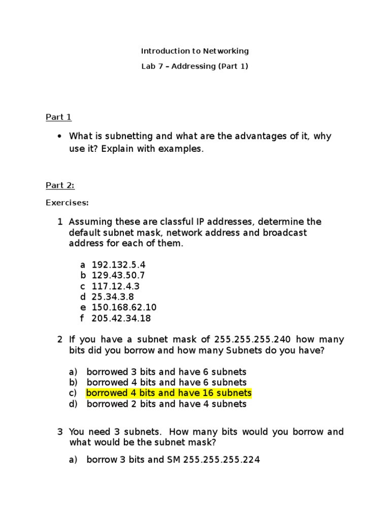 Introduction To Networking - Lab Activity 06 (Addressing - Part 1) | PDF